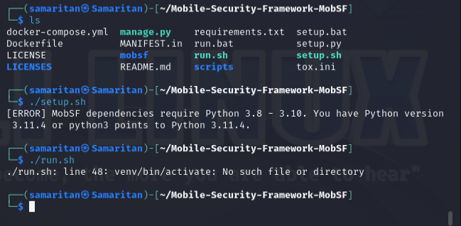 Showing Error When I Try To Run The Script · Issue 2279 · Mobsf Mobile Security Framework Mobsf