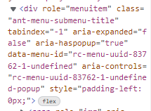 Antd SubMenu key attribute not setting the value showing "undefined" in DOM. Collapse not ...