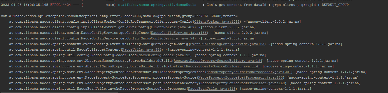 nacos开启认证模式，客户端无法拉取nacos上的配置 · Issue #10275 · alibaba/nacos · GitHub