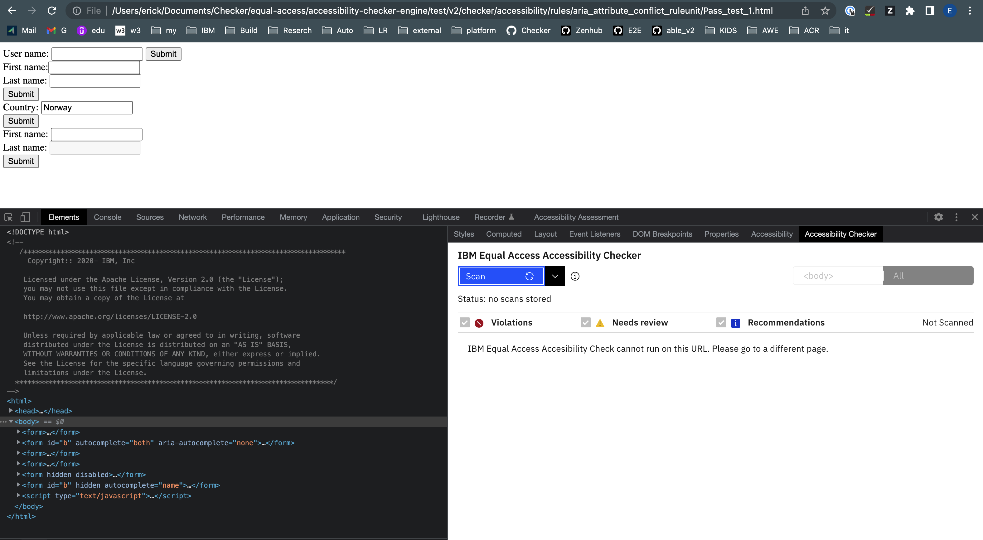[BUG]: Unable to scan local html files with a11y checker · Issue #871 · IBMa/equal-access · GitHub