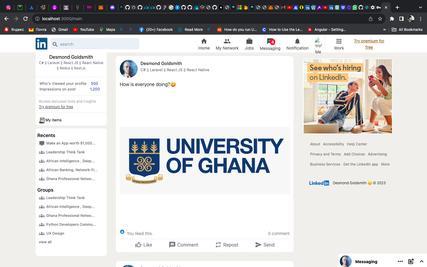 GitHub - Desmondgoldsmith/LinkedIn-clone: LinkedIn clone with React.Js , Redux , Tailwind CSS ...