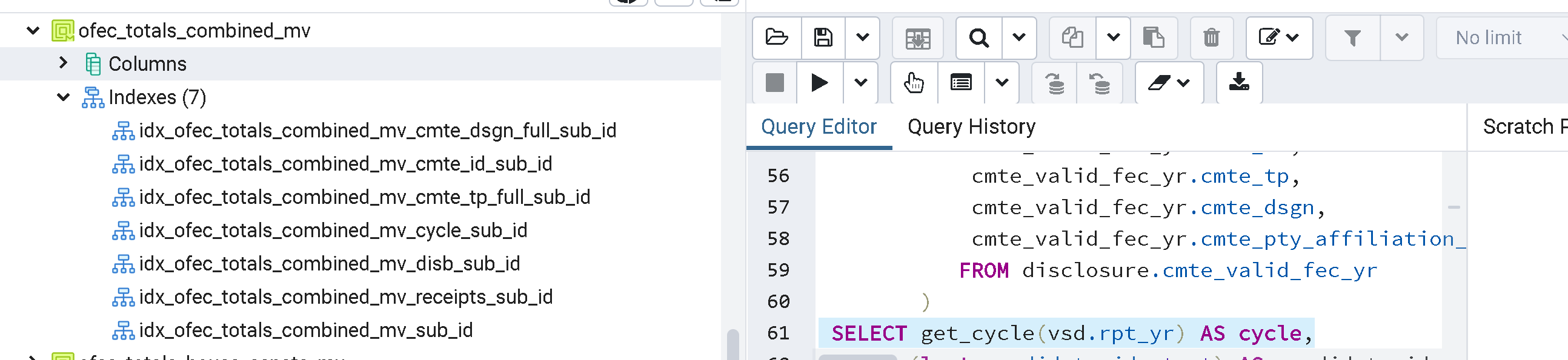 Add index to ofec_totals_combined_mv · Issue #4764 · fecgov/openFEC · GitHub