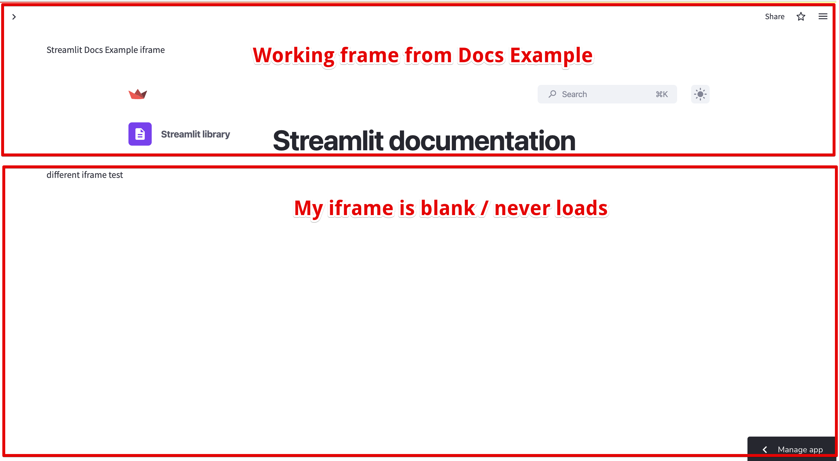 iframe streamlit component works locally, but not on Streamlit Cloud deployment · Issue #4947 ...