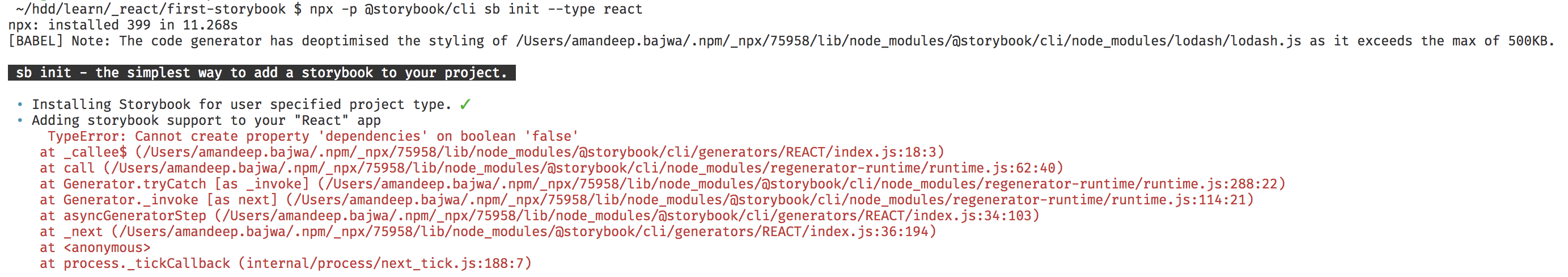 Unable To Create React Storybook · Issue 6102 · Storybookjsstorybook