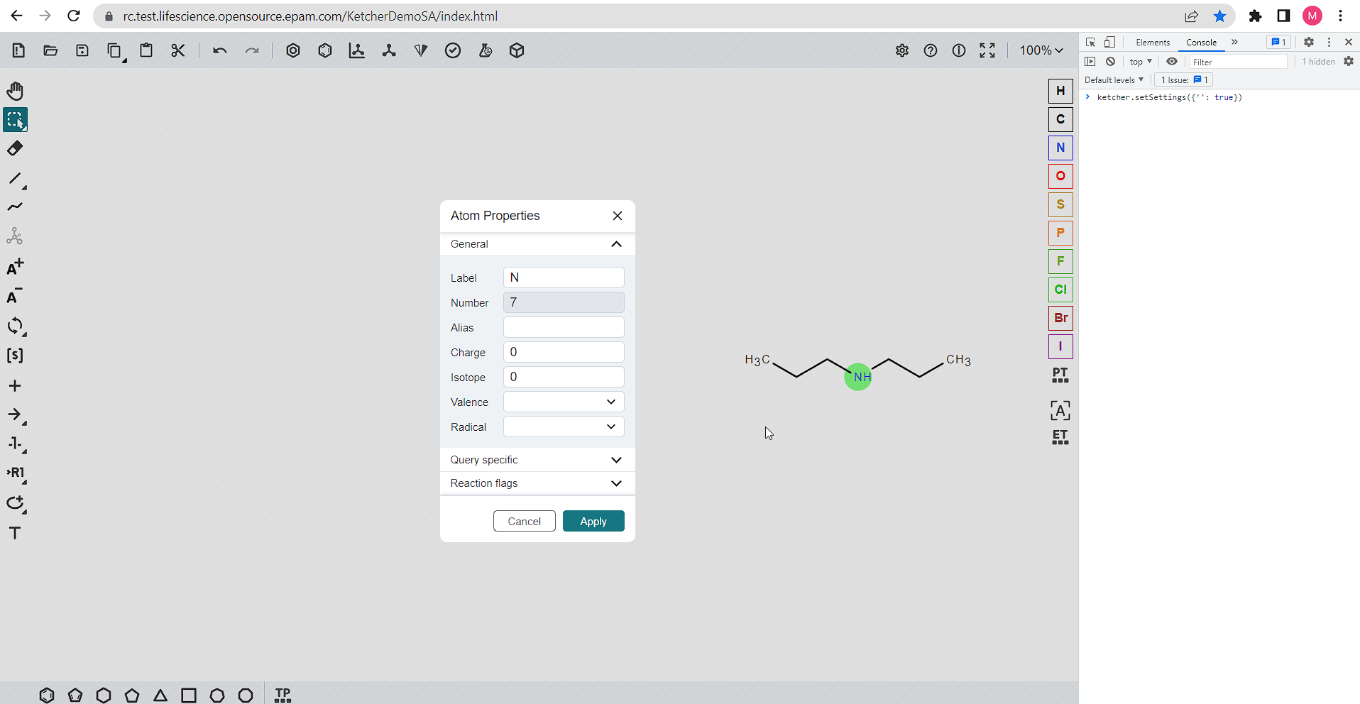 Can't add to 'Any atom' atom properties as it is defined as a wrong ...
