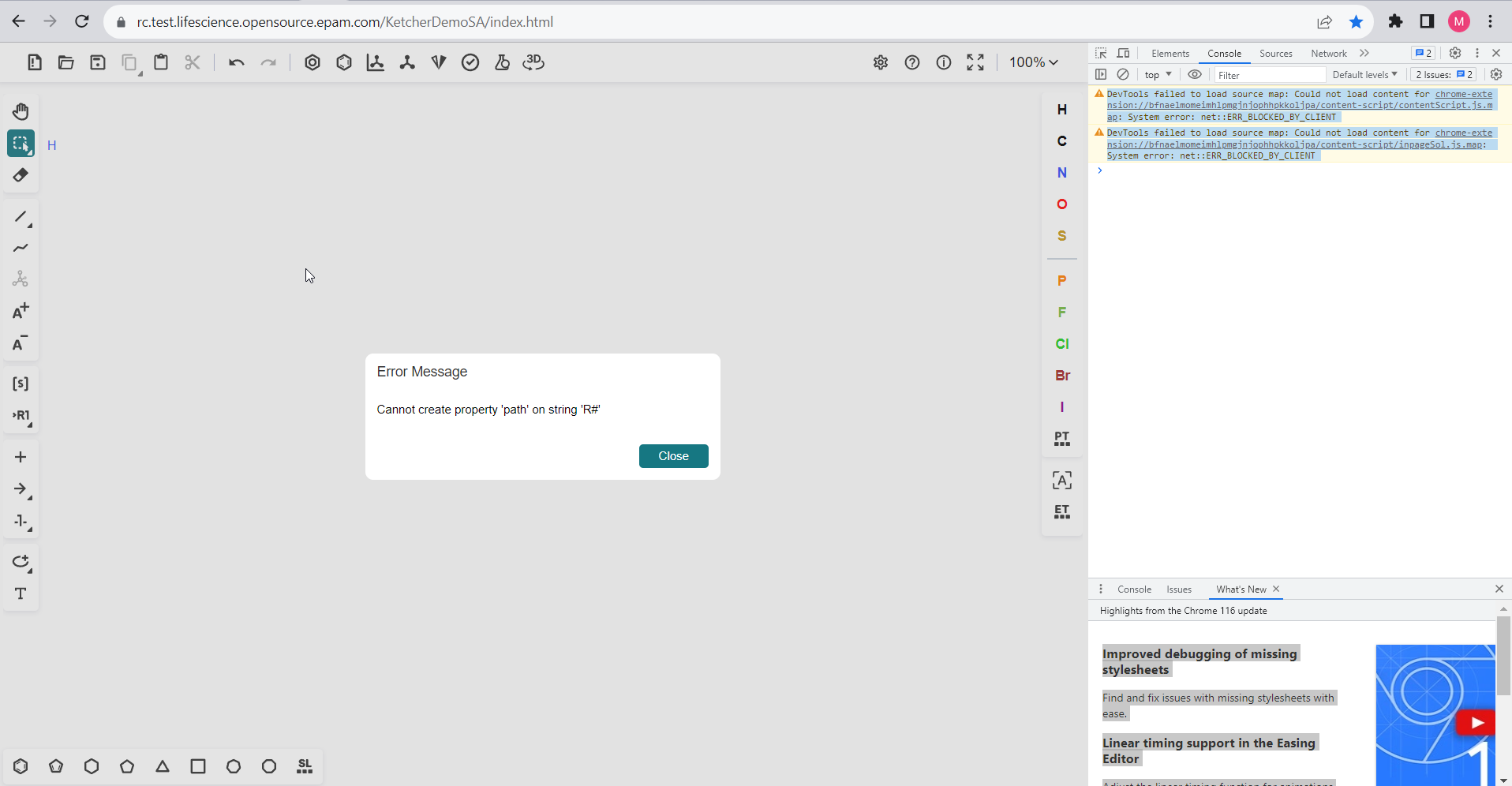 Structure disappears after pressing 'Layout' and the app crashes · Issue #3208 · epam/ketcher ...
