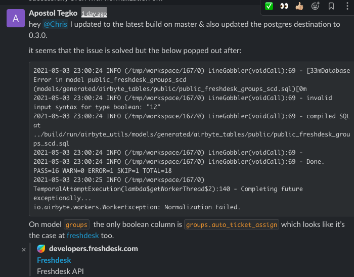 Source Freshdesk: incorrect schema declared for various · Issue #3252 · airbytehq/airbyte · GitHub