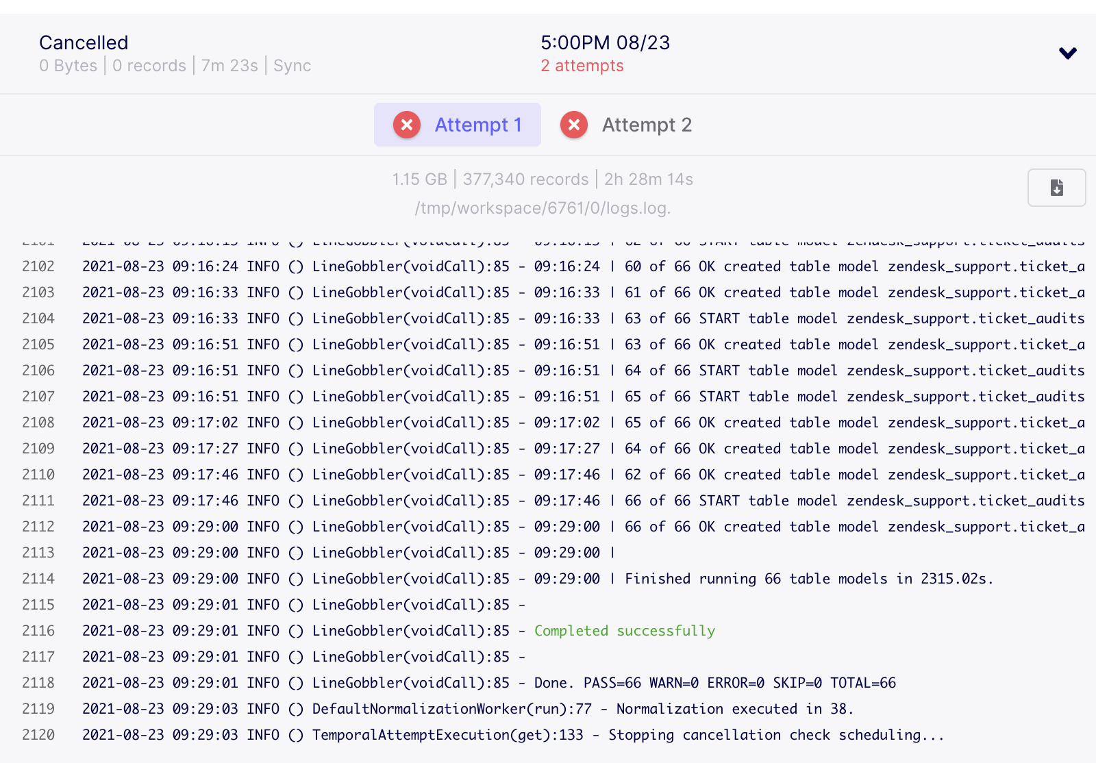 Zendesk Support Connector successful sync but result in retry · Issue #5695 · airbytehq/airbyte ...