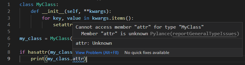 Use hasattr-function to add member of a class variable in the indentation block · Issue #1440 ...
