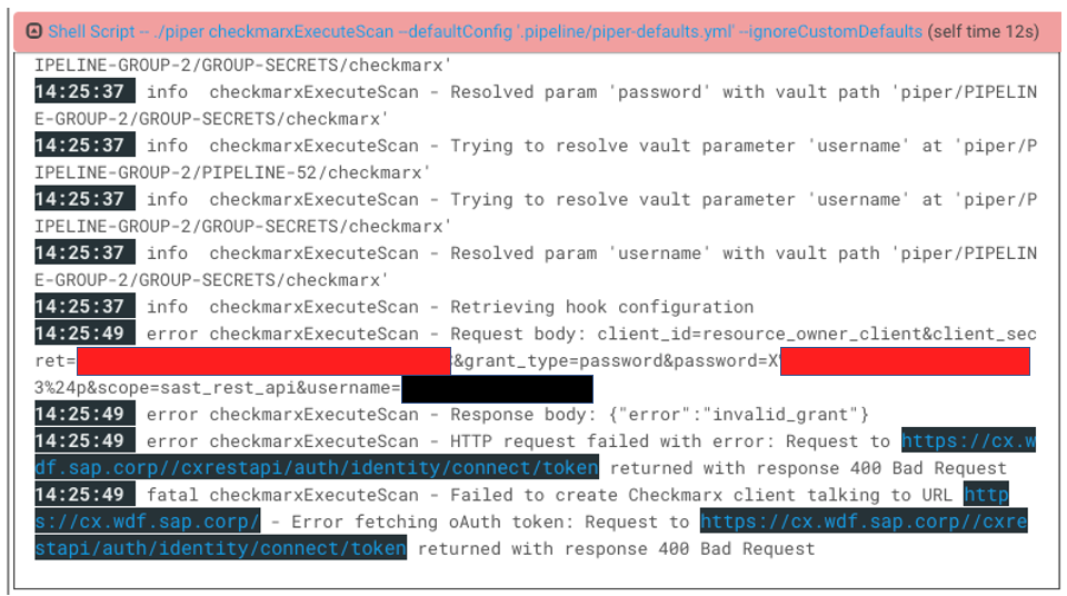 Checkmarxexecutescan Error Should Not Show Password · Issue 2284 · Sap Jenkins Library · Github
