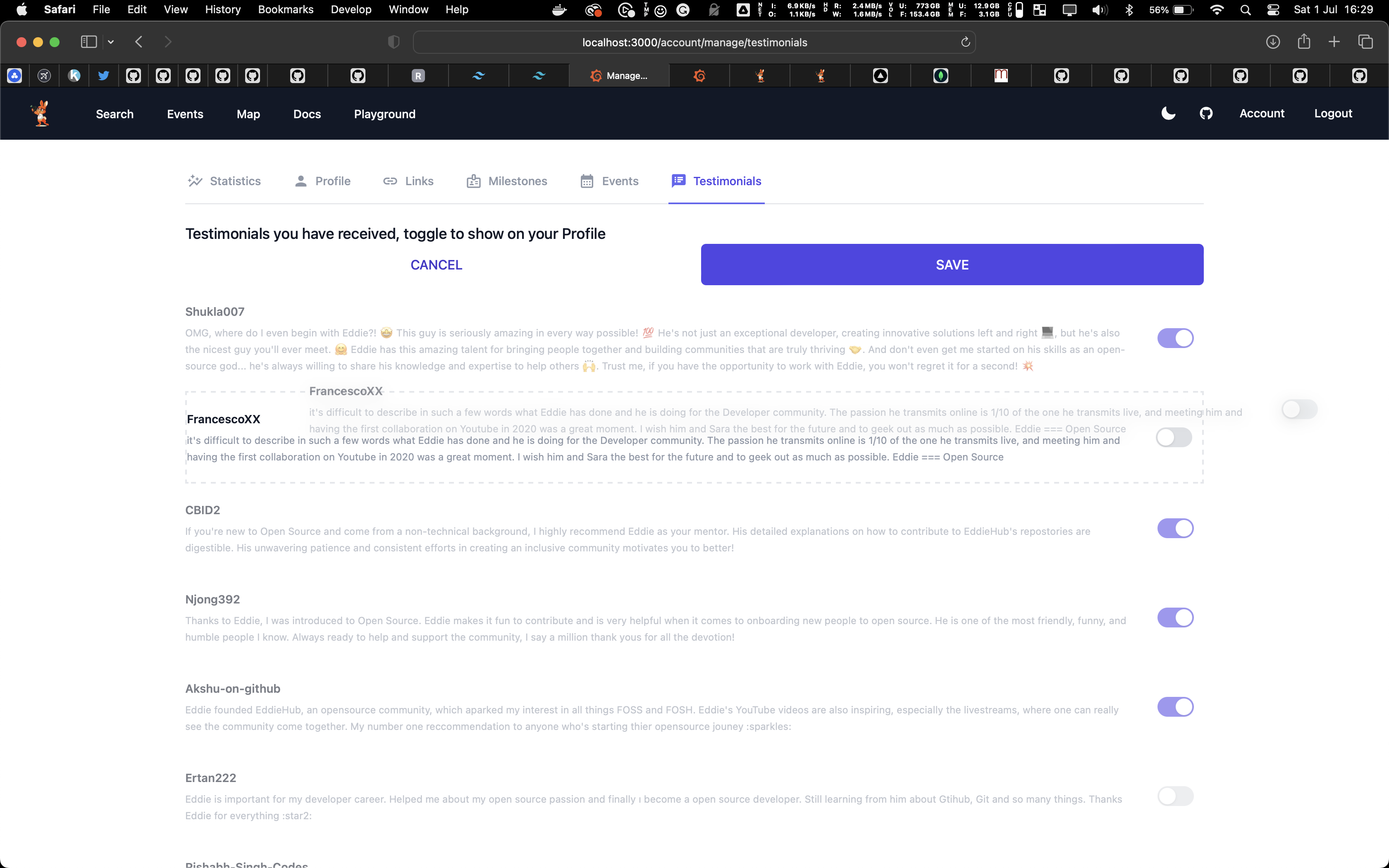 Feature Add An Indicator When In Reorder Mode When Managing Testimonials · Issue 7920