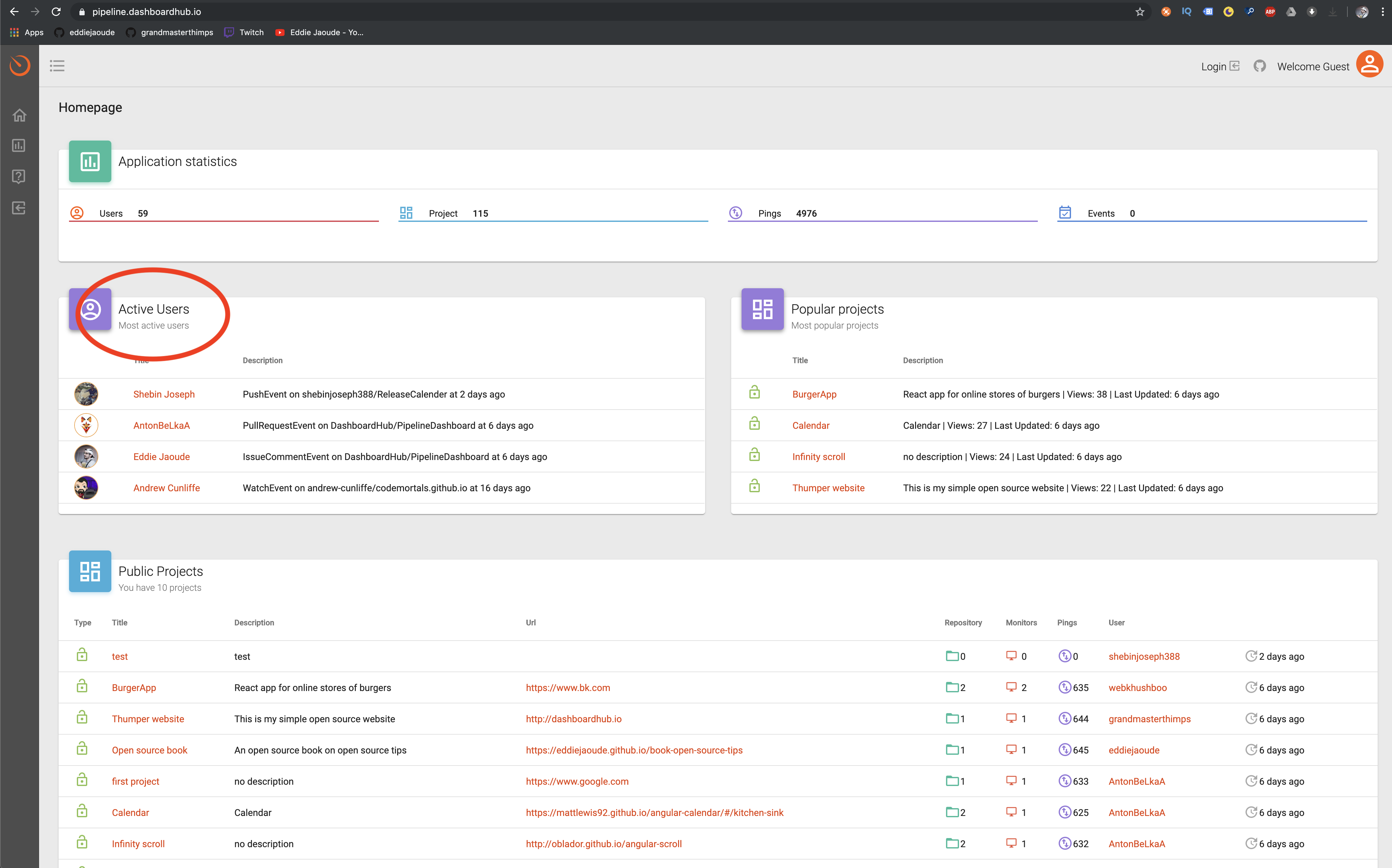 Rename "most active users" to "most recent users" on the homepage · Issue #1559 · DashboardHub ...