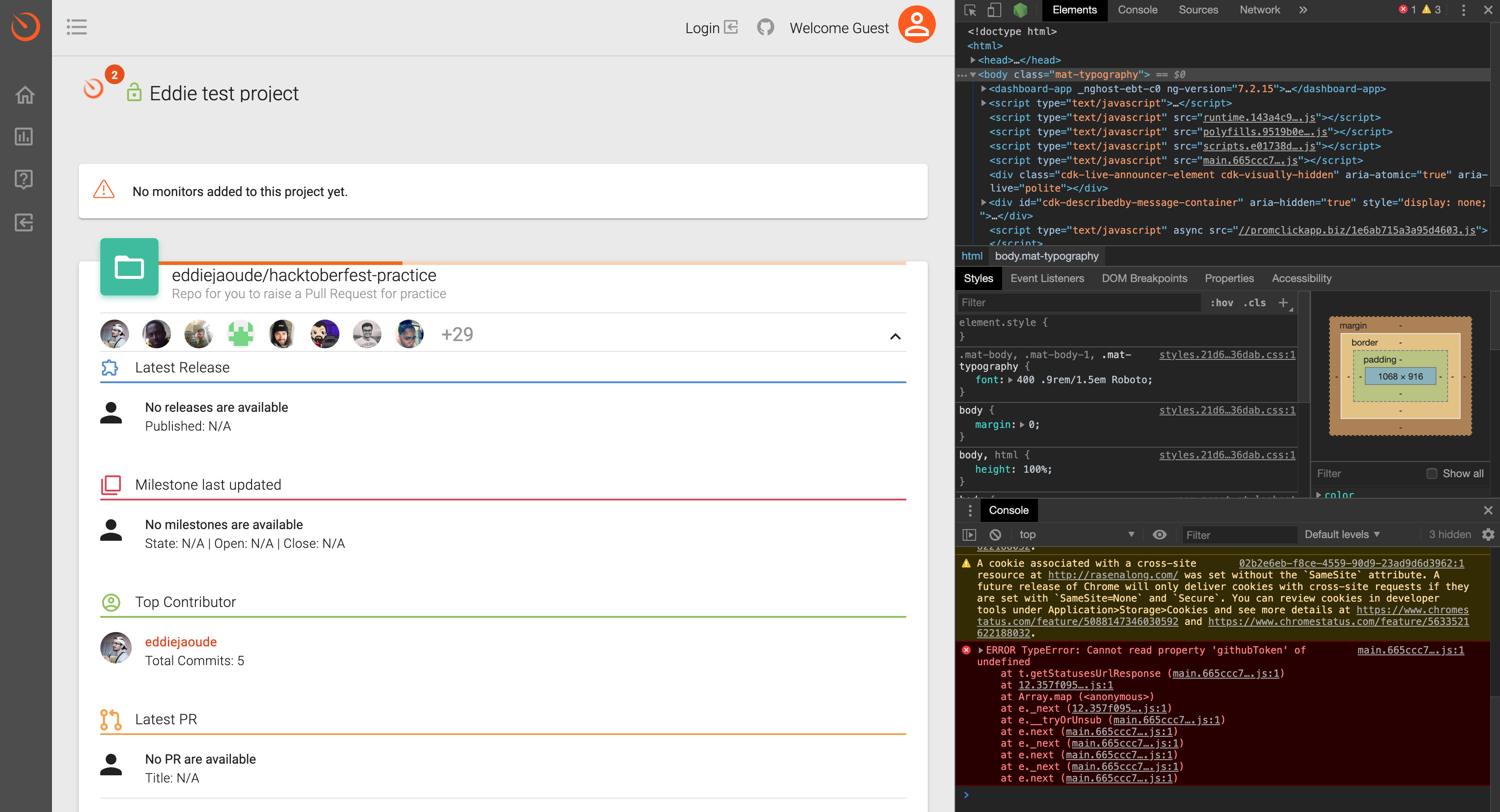 Error when viewing Dashboard as guest · Issue #1612 · DashboardHub ...