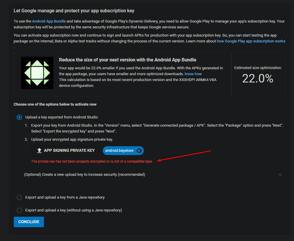 A private key has not been properly encrypted or is not a supported type. · Issue #204 ...