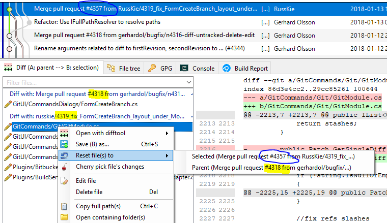 Browse Diff Reset: Multiple parents are not handled · Issue #4387 · gitextensions/gitextensions ...