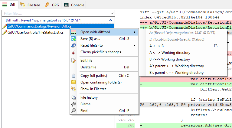 Browse Diff Reset: Multiple parents are not handled · Issue #4387 · gitextensions/gitextensions ...