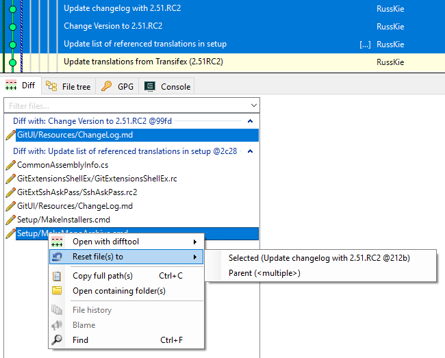 Browse Diff Reset: Multiple parents are not handled · Issue #4387 · gitextensions/gitextensions ...