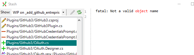 Files Added In A Stash Do Not Show Their Content When Selected · Issue