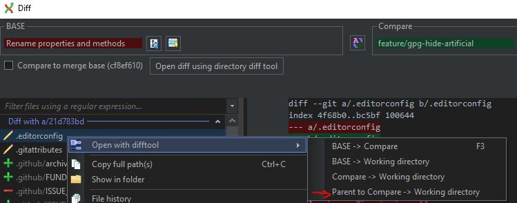 RevDiff: diff second/first parent to working directory · Issue #8253 · gitextensions ...