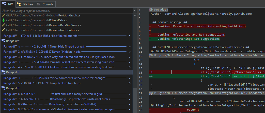 Introduce UI for range-diff command · Issue #8448 · gitextensions/gitextensions · GitHub