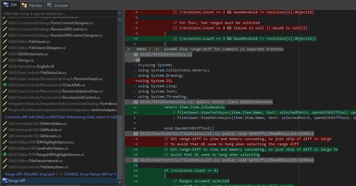 Introduce UI for range-diff command · Issue #8448 · gitextensions/gitextensions · GitHub