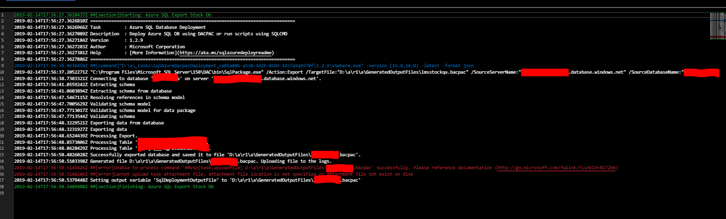 Azure SQL Daptabase Deployment: Task.uploadFile cmdlet is not working with Hosted VS 2017 ...