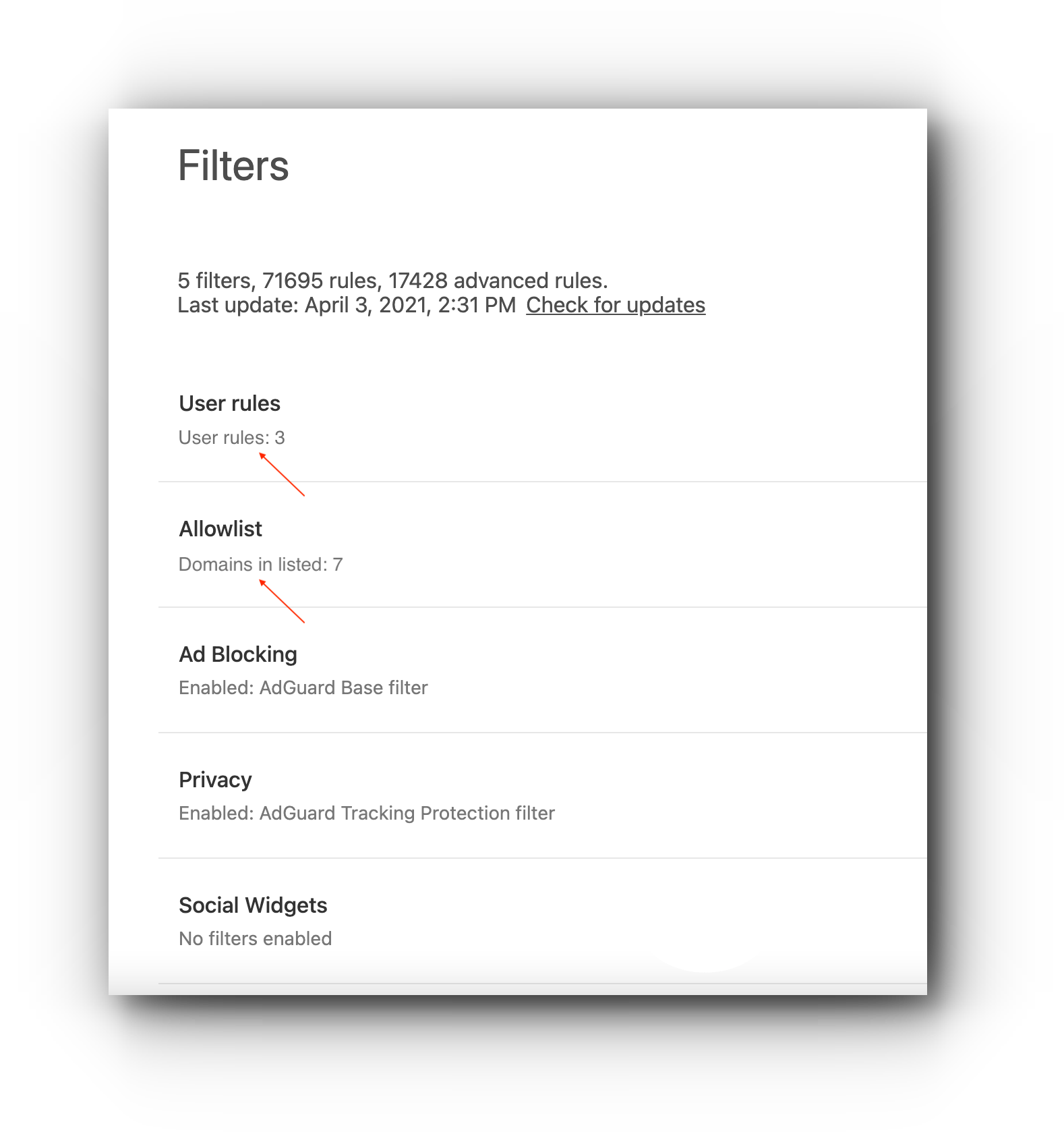 Different description styles in localizations: in "User rules" and ...