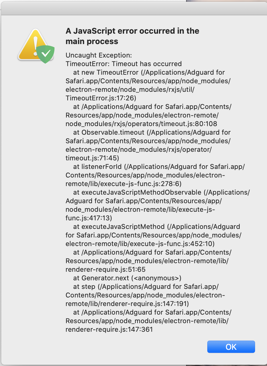 A JavaScript error occurred in the main process · Issue #334 · AdguardTeam/AdGuardForSafari · GitHub