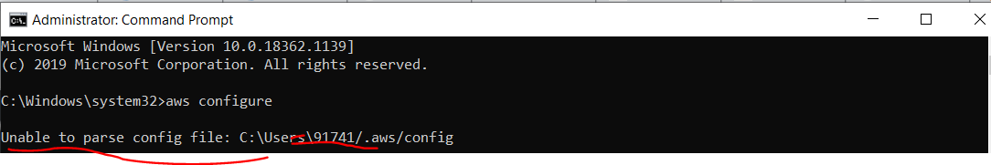 unable to configure by using cmd · Issue #108 · QT-DevOps/AWSIssues · GitHub