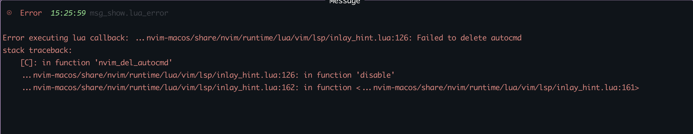 Inlayhint Failed To Delete Autocmd Error When Closing A Buffer · Issue 24456 · Neovim 1293
