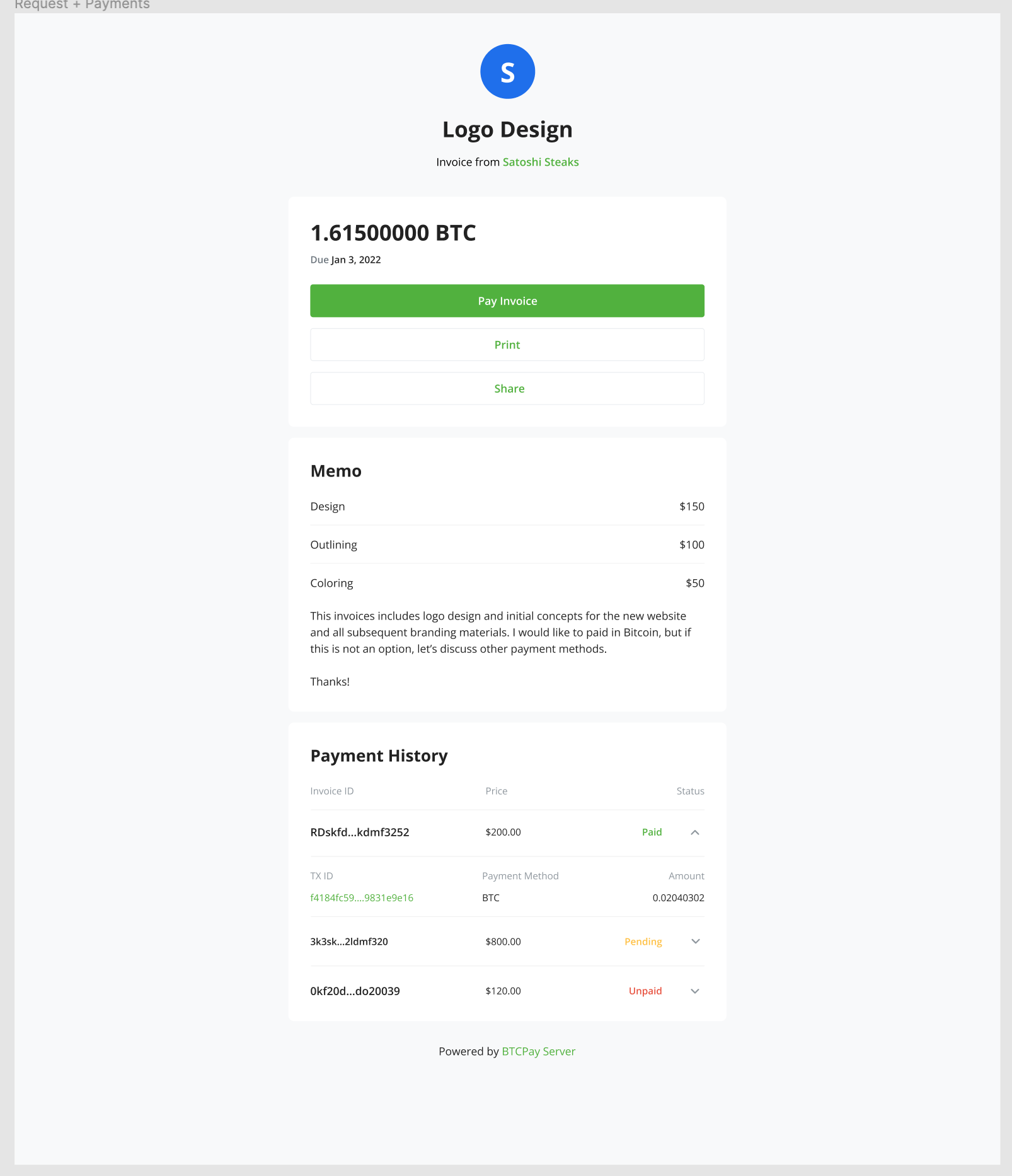 [Design] Improved Payment Request view · Issue #4450 · btcpayserver/btcpayserver · GitHub