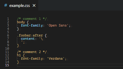 CSS multiline string literal breaks syntax highlighter · Issue #147712 · microsoft/vscode · GitHub
