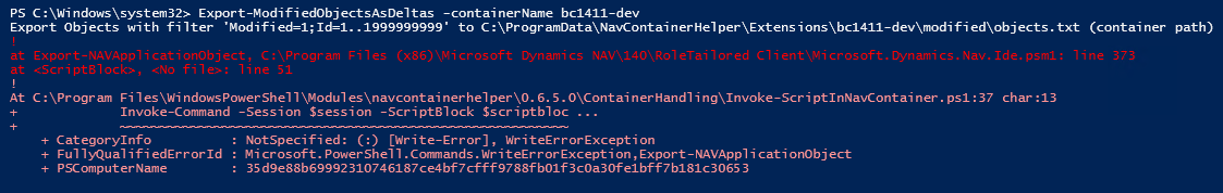 Export-ModifiedObjectsAsDeltas error · Issue #902 · microsoft/navcontainerhelper · GitHub