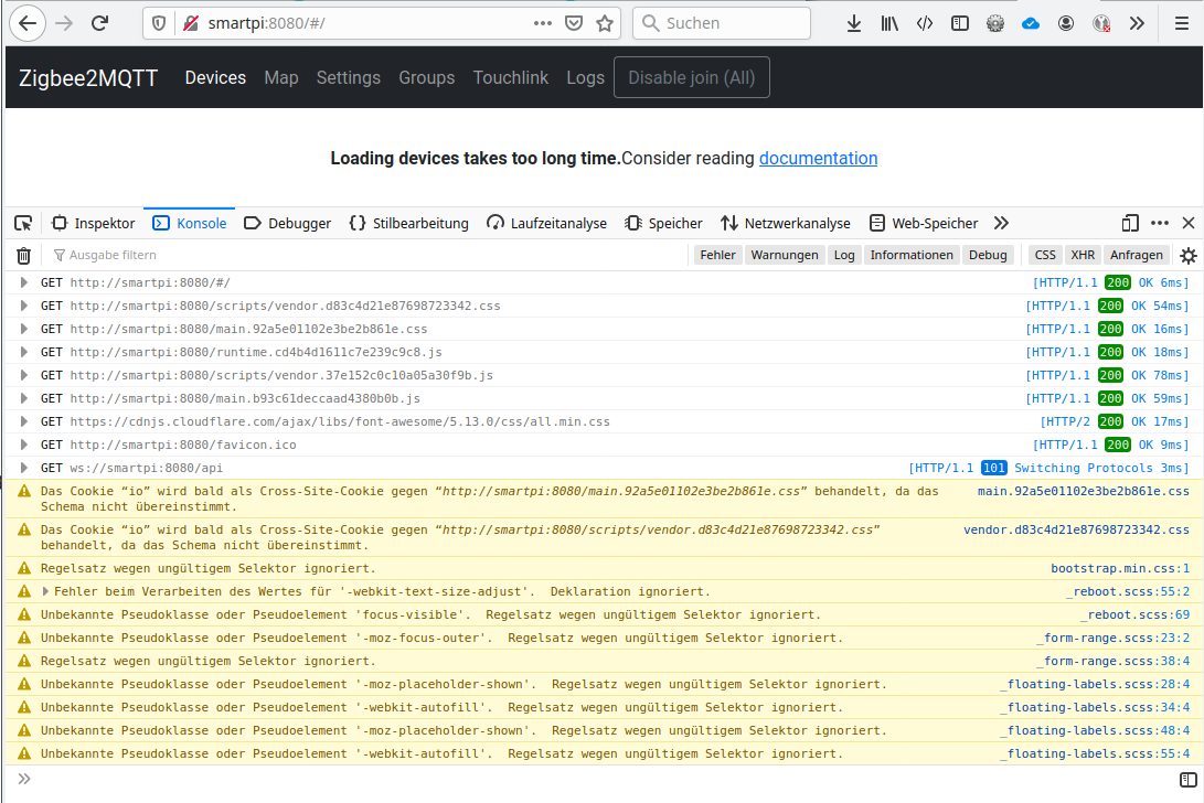frontend fails to load data · Issue #203 · nurikk/zigbee2mqtt-frontend · GitHub