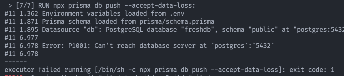 Prisma Not Connecting To Postgres Docker Container In The Same Network It Gets Connected Using 6244