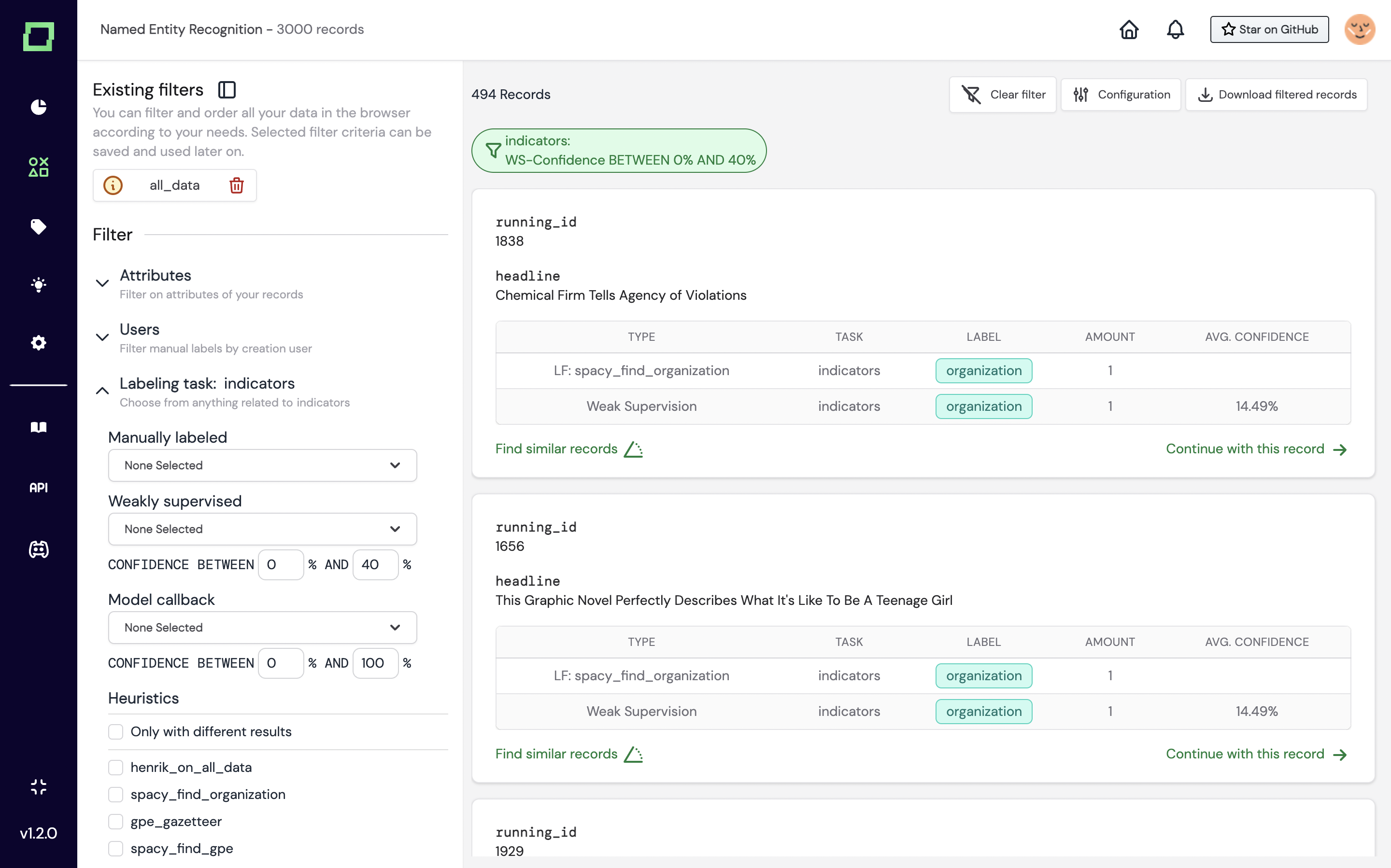 [BUG] - Can not create static filter on low confidence extraction labels · Issue #99 · code-kern ...