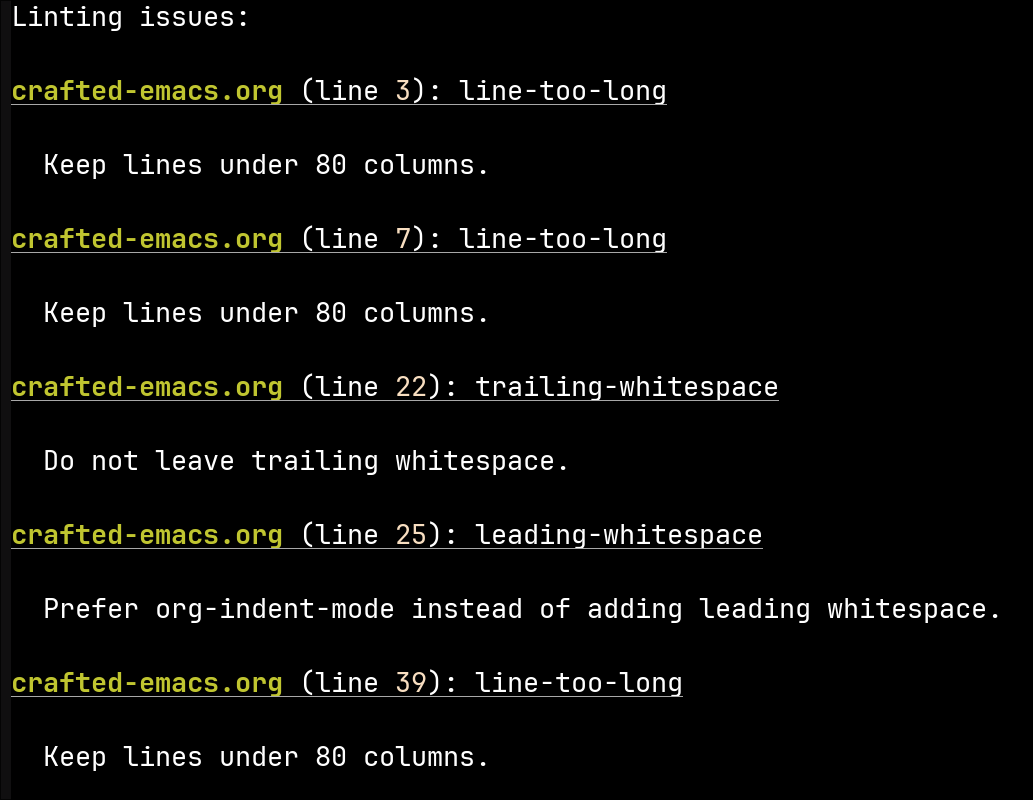 [v2] Linter/Formatter for Org documentation · Issue #307 · SystemCrafters/crafted-emacs · GitHub