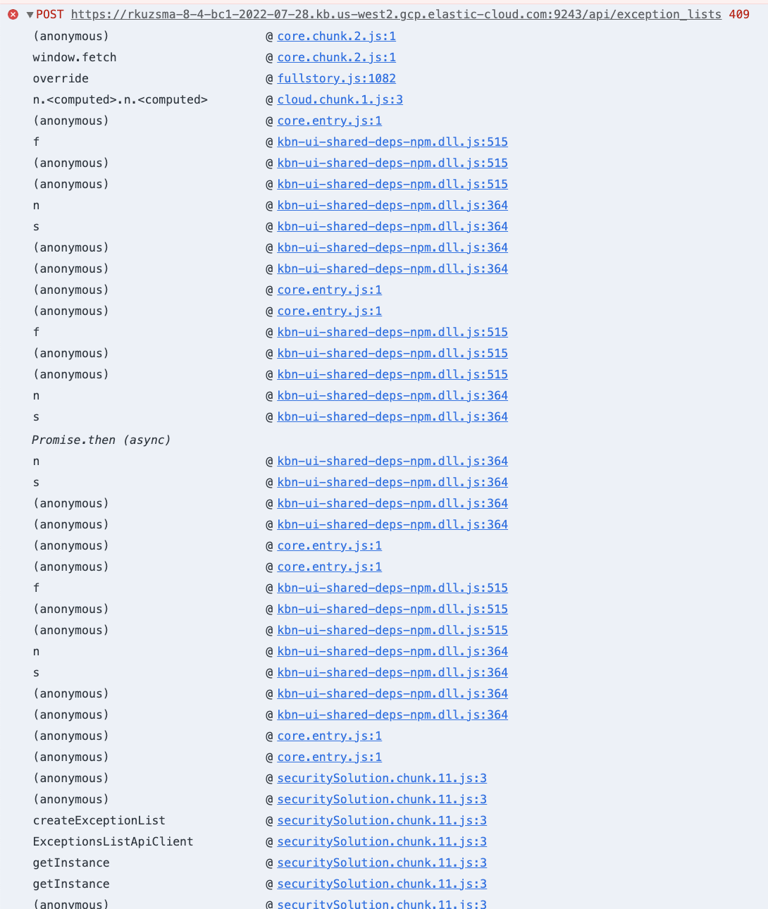 409 error hitting /api/exception_lists on various screens across Kibana ...