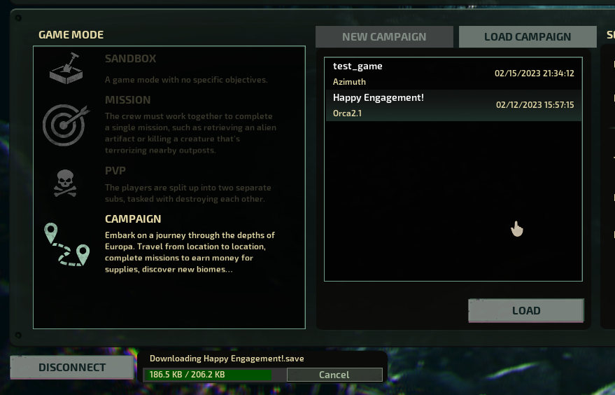Client error when loading game with custom sub: failed to start campaign round (campaign map not ...