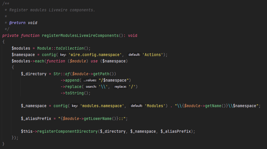 Registering namespaced livewire components like laravel blade ...