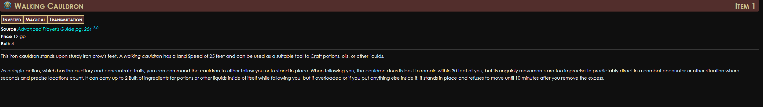 Data entry: walking cauldrons weight should be modular · Issue #5064 · foundryvtt/pf2e · GitHub
