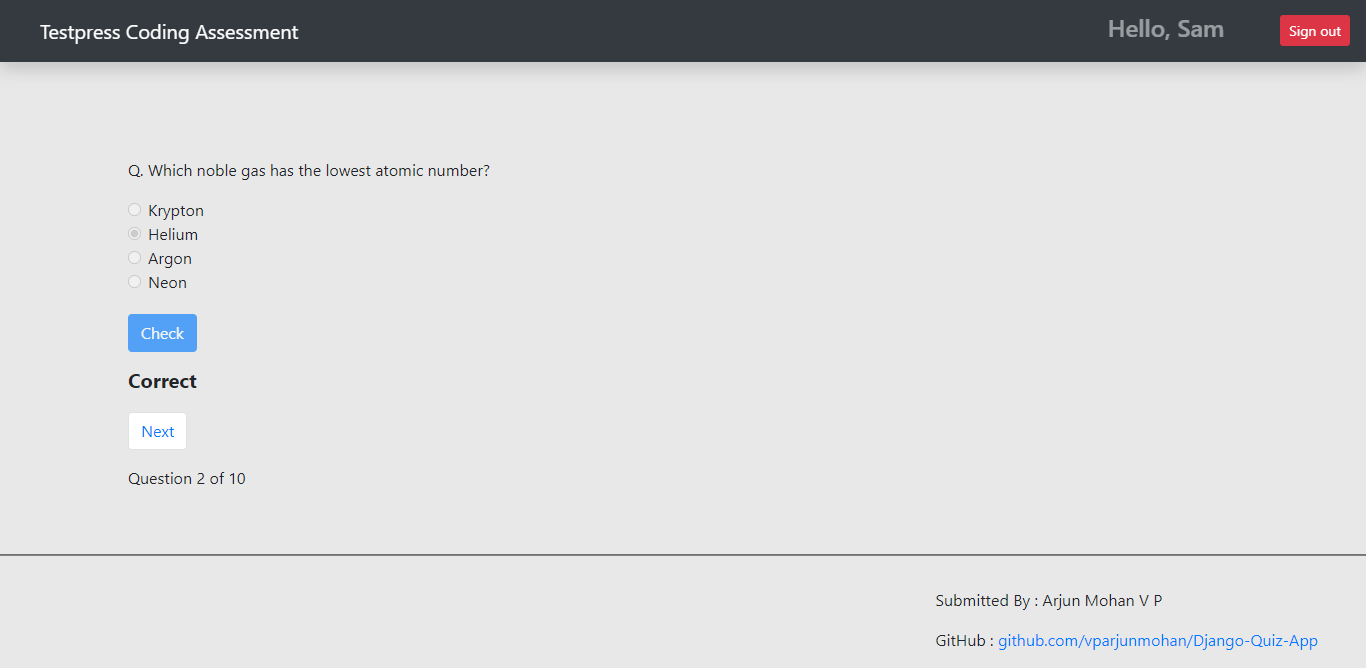 GitHub - sureshmelvinsigera/Django-Quiz-App: A Quiz web app using ...