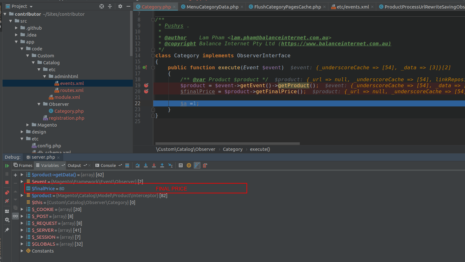 Error while calling $product->getFinalPrice() method on catalog_product_save_after Observer ...