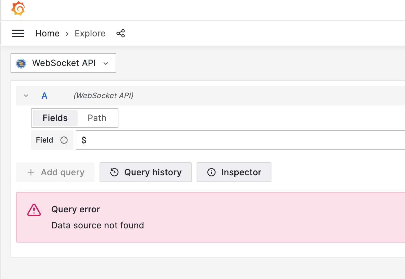 WebSocket API: Datasource not working · Issue #73582 · grafana/grafana · GitHub