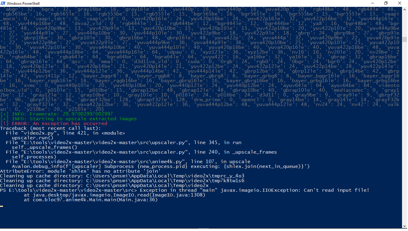 ERROR: An exception has occurred · Issue #218 · k4yt3x/video2x · GitHub