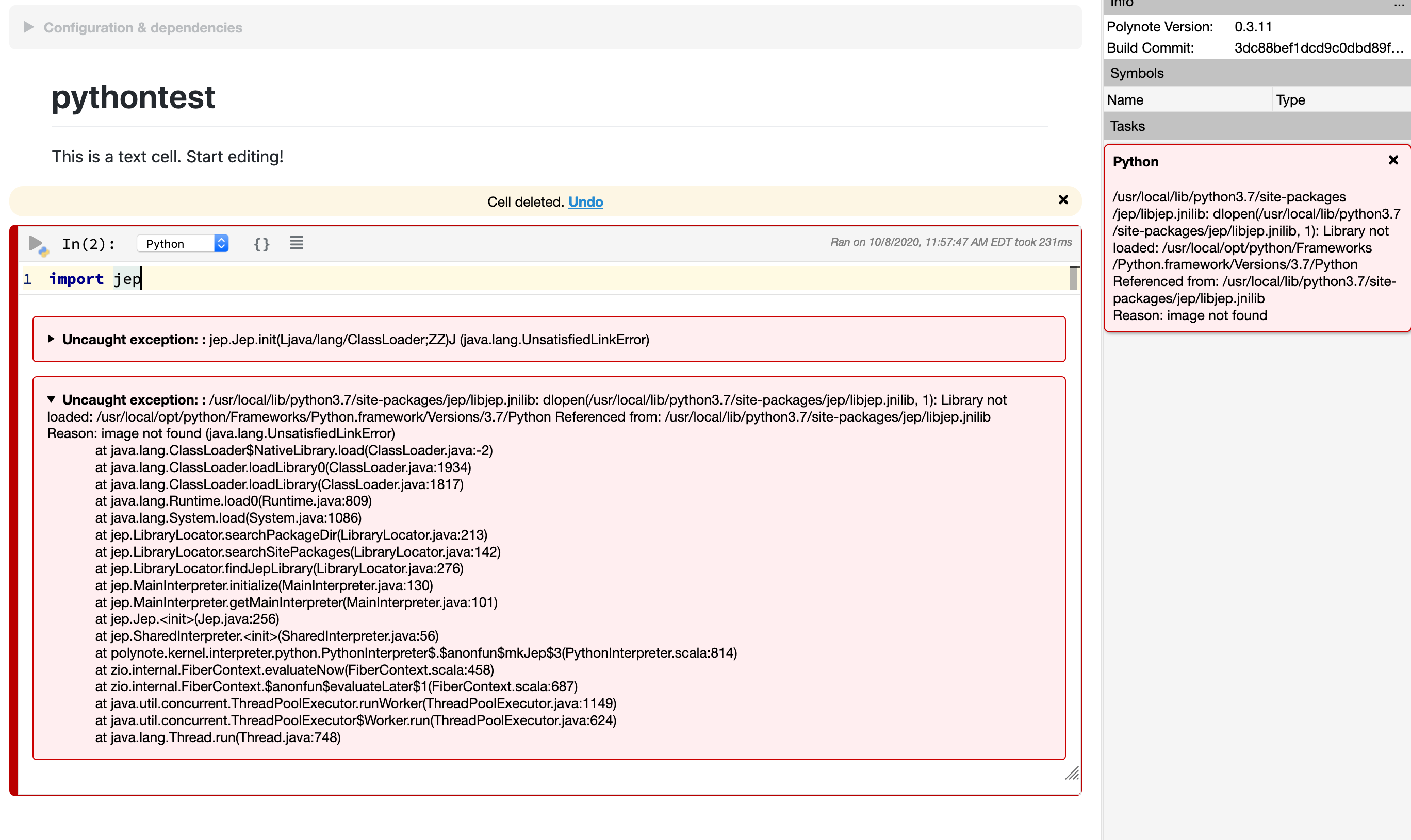 Getting Error starting cell in python · Issue #984 · polynote/polynote · GitHub