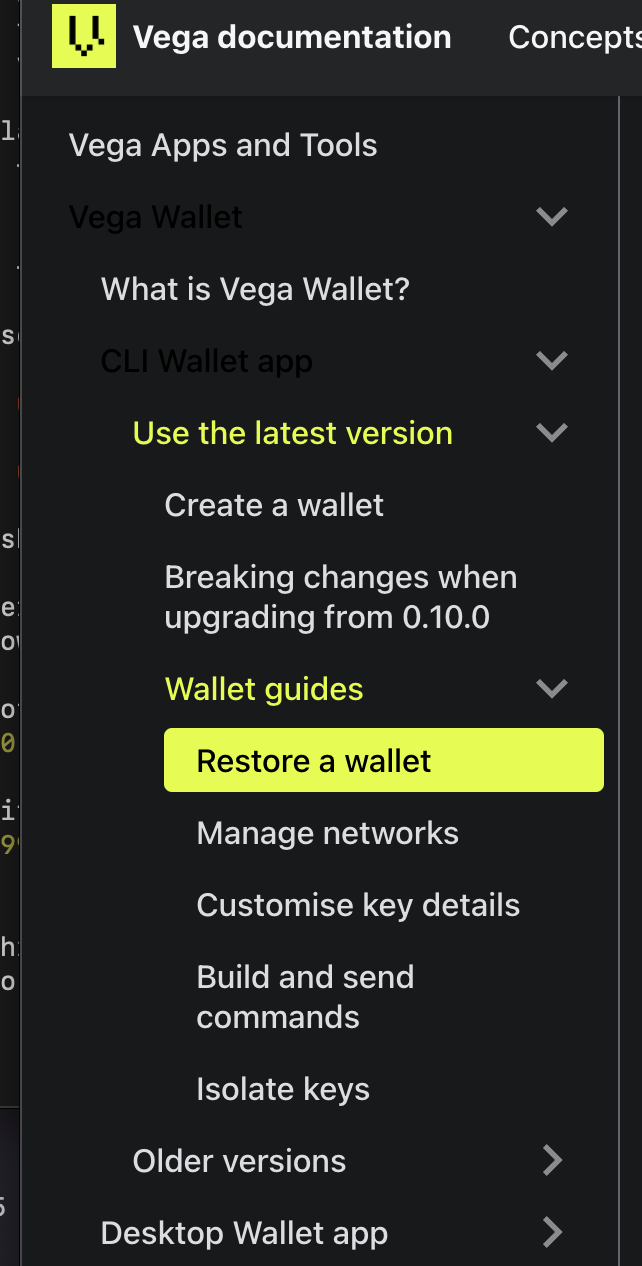 Dark mode: Menu link styles inconsistent · Issue #70 · vegaprotocol/documentation · GitHub