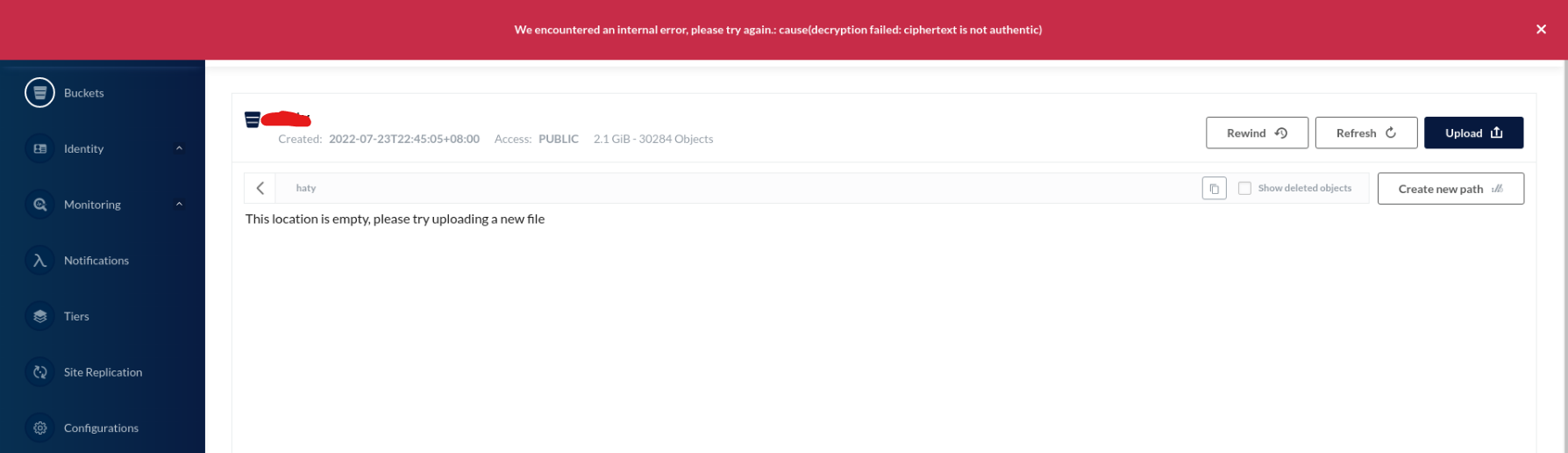 We Encountered An Internal Error Please Try Again Cause Decryption Failed Ciphertext Is Not