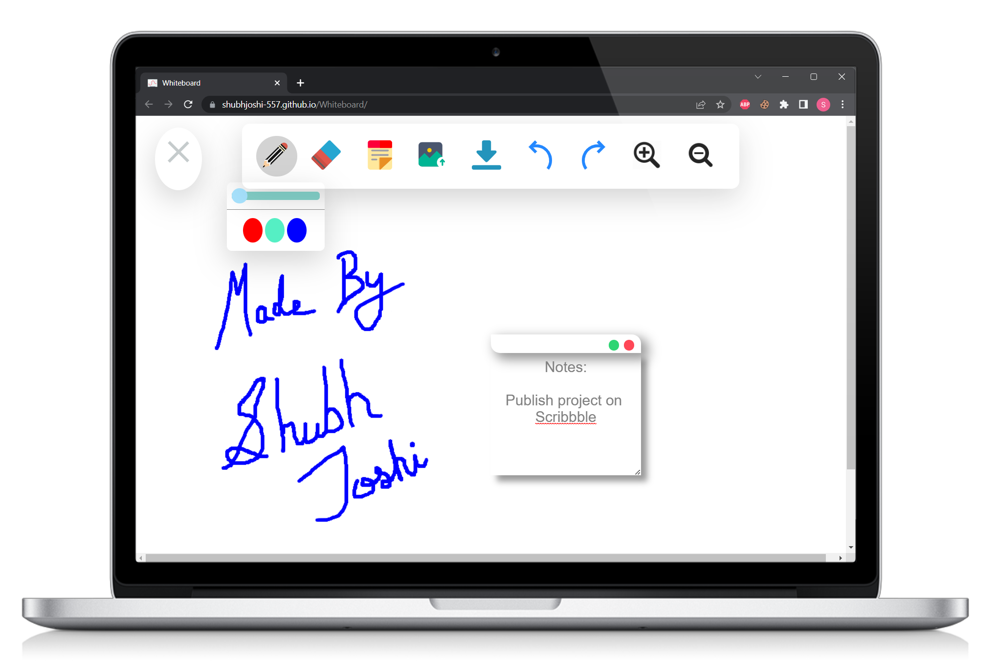 GitHub - ShubhJoshi-557/Whiteboard: WhiteBoard Built with HTML, CSS, and JS