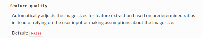 description for `--feature-quality` is not correct · Issue #80 · OpenDroneMap/docs · GitHub